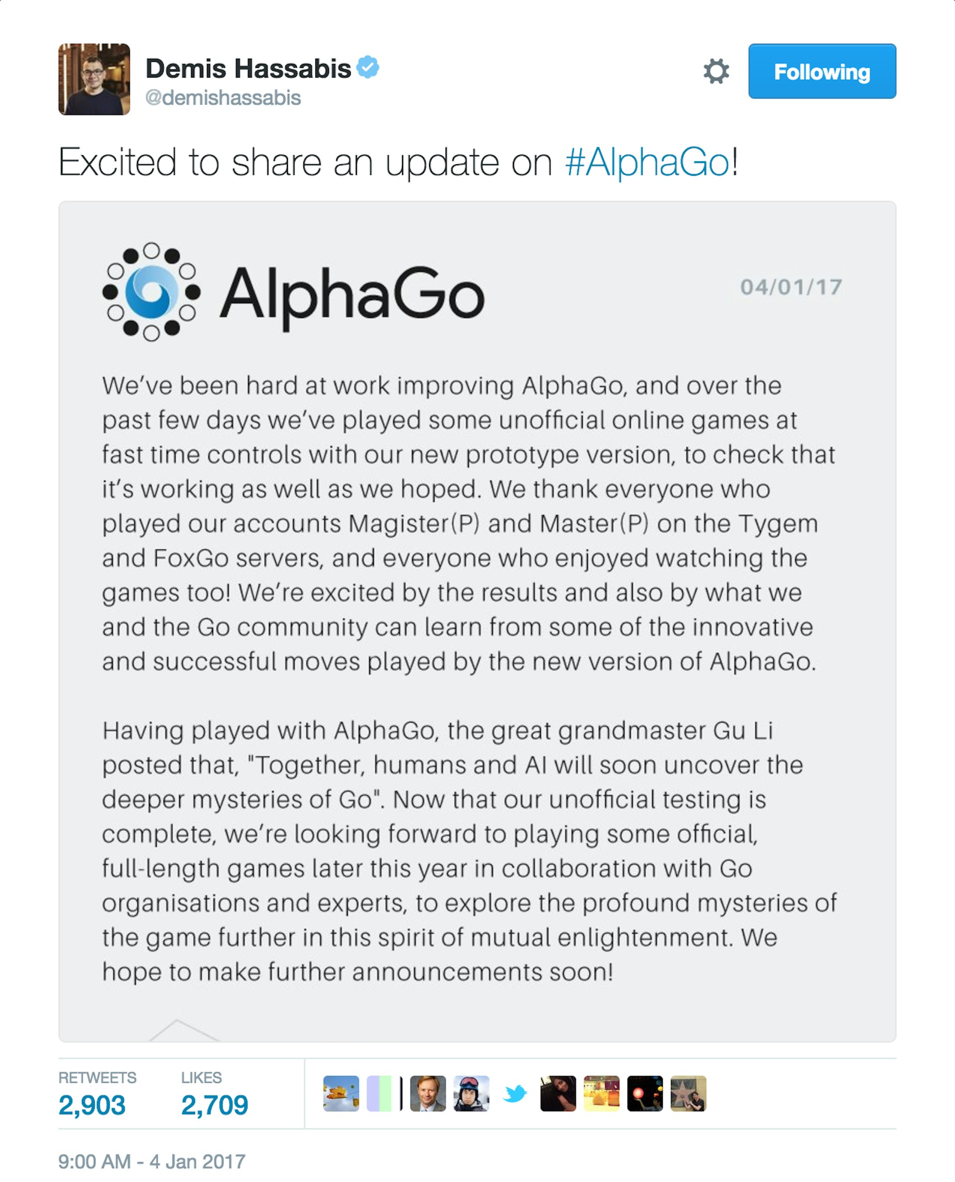 Google Confirms Mysterious Go Player to be AlphaGo AI | Inverse