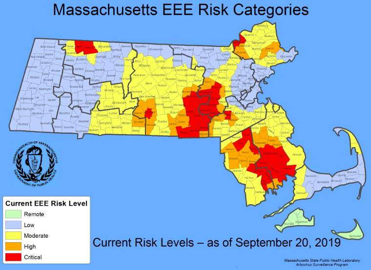 Florida, Massachusetts, Michigan EEE maps show a spike in 2019 for ...