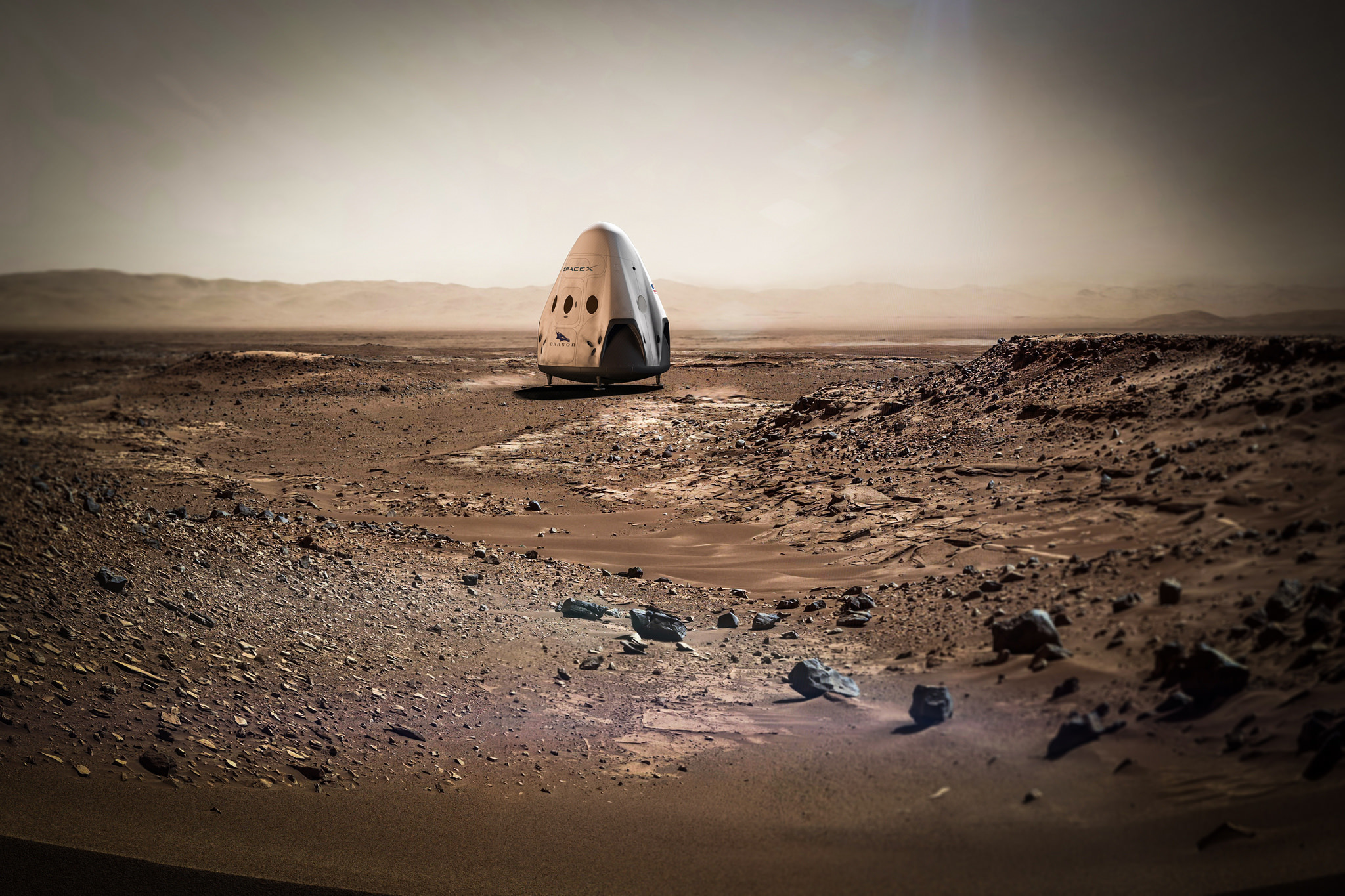 Gorgeous Images From SpaceX Show the Dragon Spaceship Landing on Mars ...