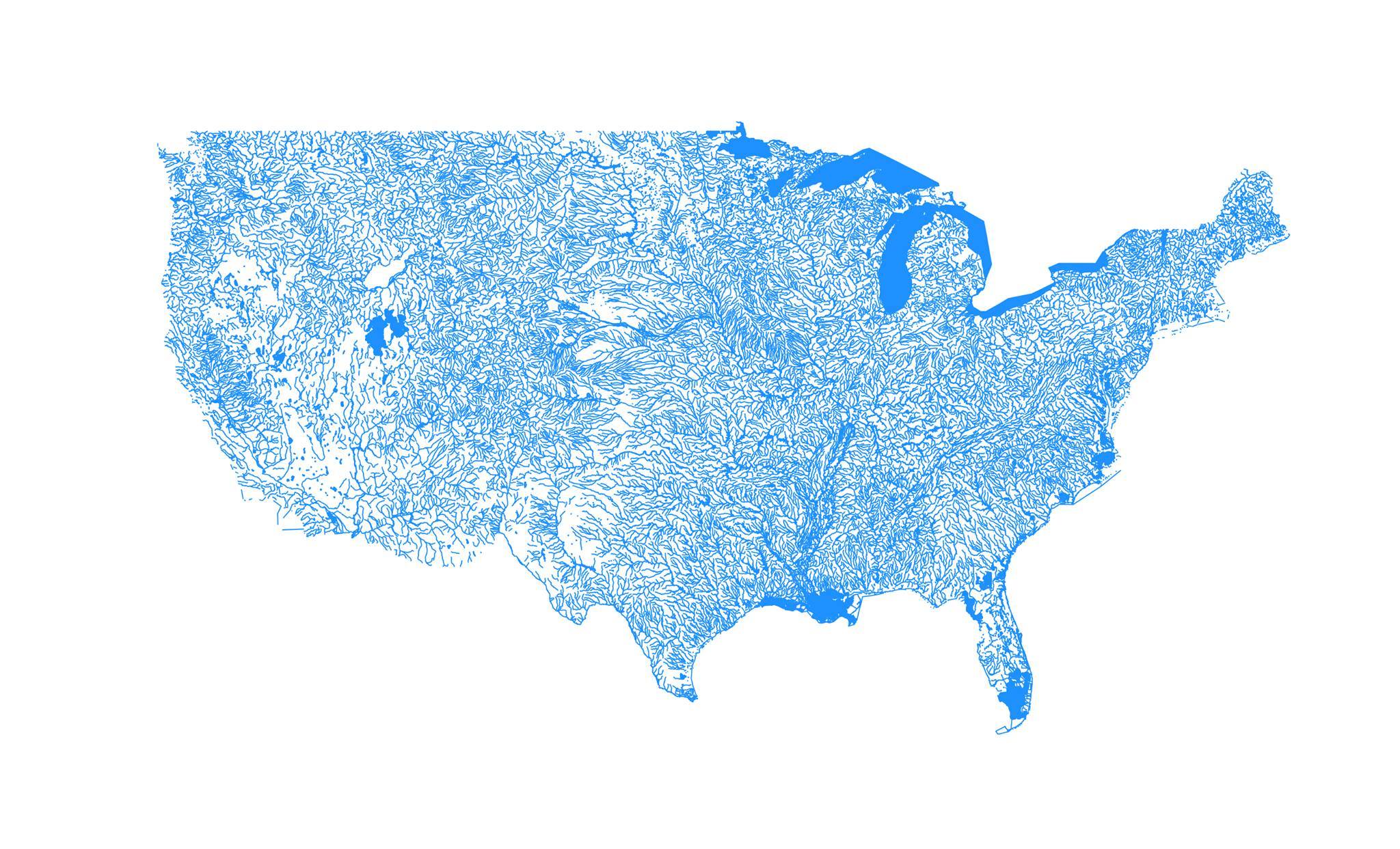 Map Uses Geological Survey Data to Show Every Body of Water in the U.S ...